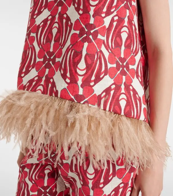 La DoubleJ La Scala Feather-trimmed Top