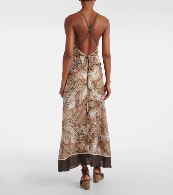 Brunello Cucinelli Printed Silk Maxi Dress