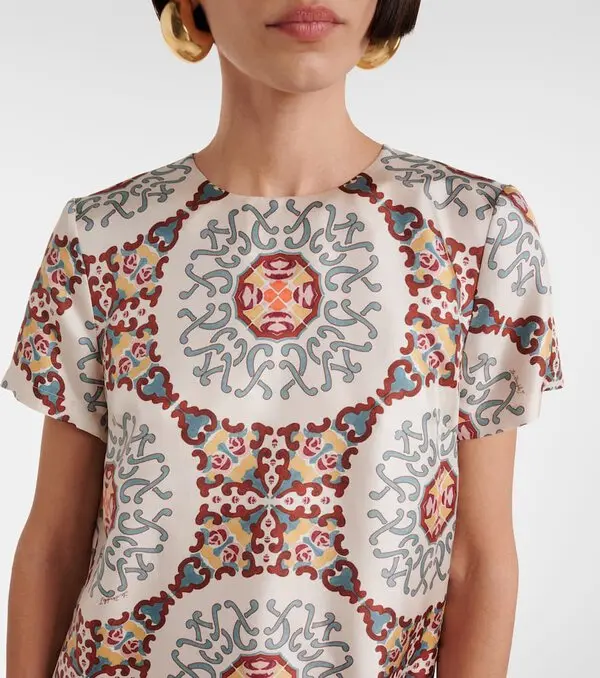 La DoubleJ Swing Printed Silk Satin Minidress - Multicoloured