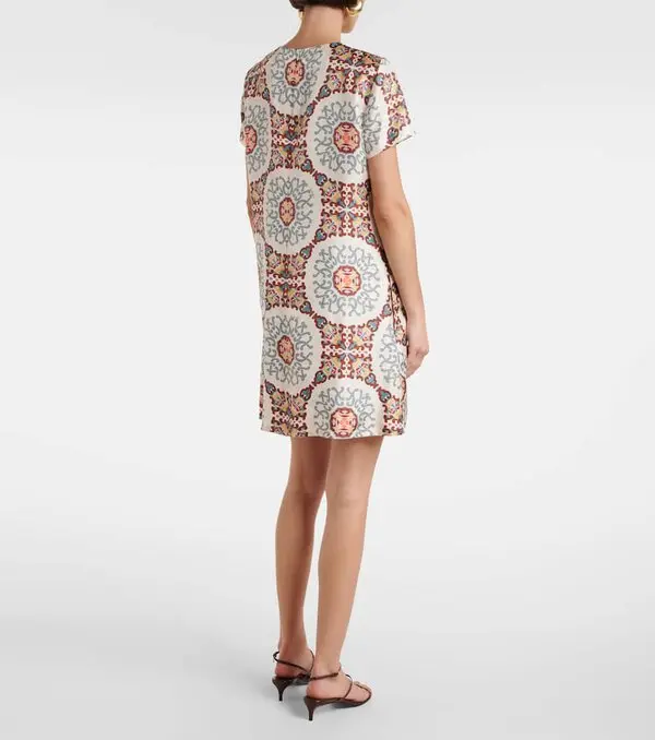 La DoubleJ Swing Printed Silk Satin Minidress - Multicoloured