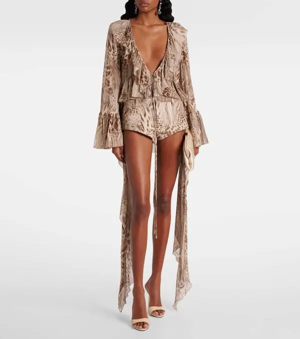 Blumarine Leopard-print Chiffon Top