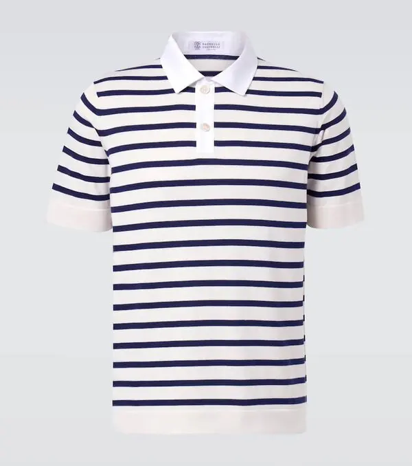 Brunello Cucinelli Striped Cotton Polo Shirt