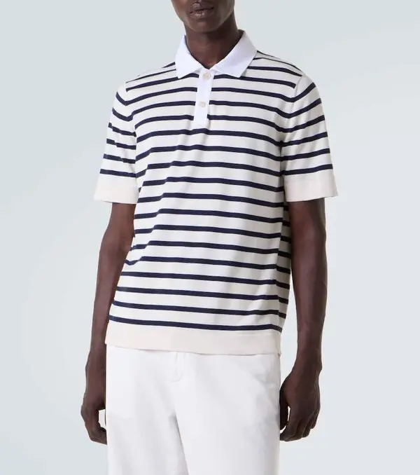 Brunello Cucinelli Striped Cotton Polo Shirt
