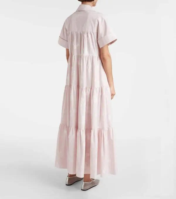 Erdem Embroidered Tiered Cotton Shirt Dress