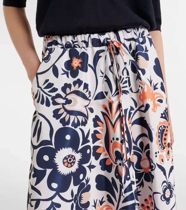 La DoubleJ Printed Satin Midi Skirt - Multicoloured