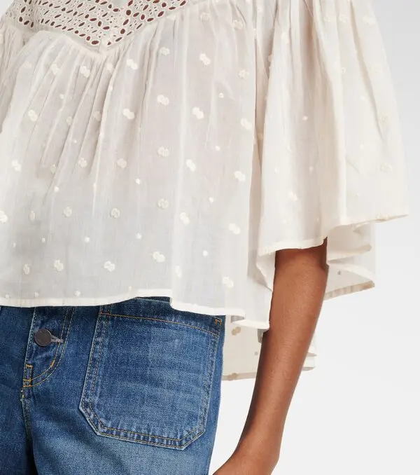 NILI LOTAN Mikki Embroidered Cotton Voile Top