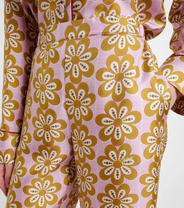 La DoubleJ Floral Silk Twill Pajama Pants