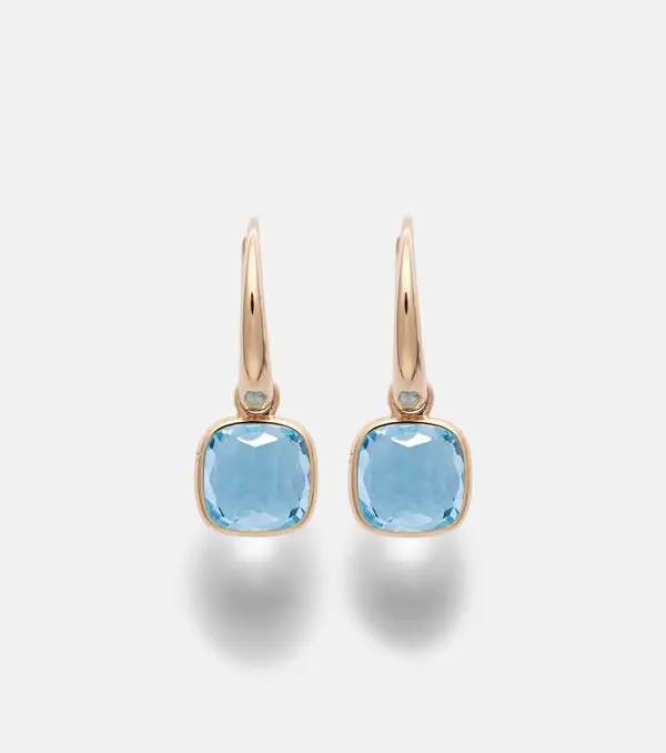 Pomellato Nudo Mini 18kt Rose Earrings With Blue Topazes - Gold