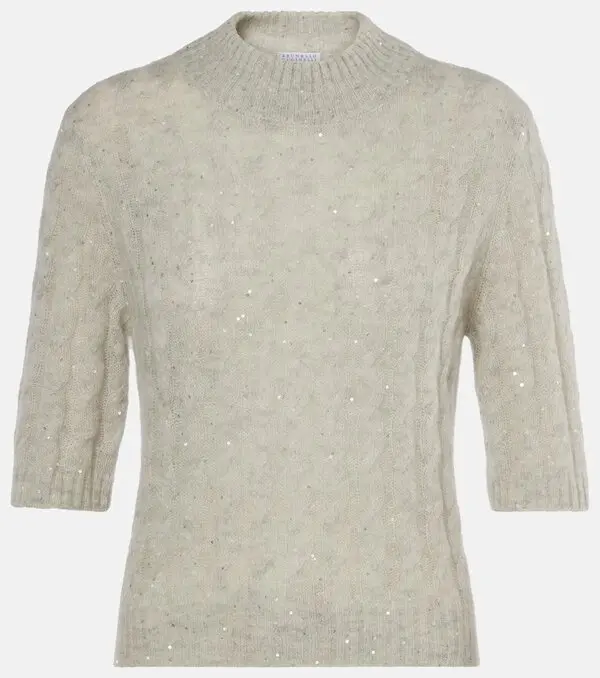 Brunello Cucinelli Sequined Cable-knit Sweater