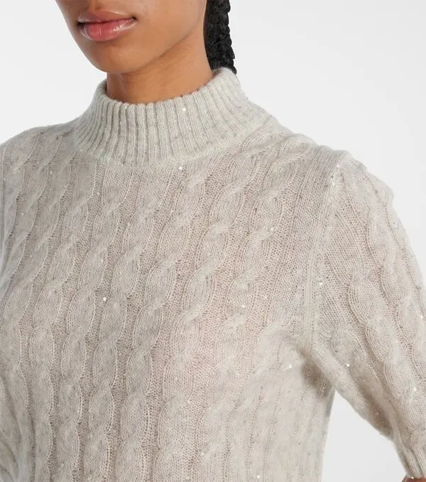 Brunello Cucinelli Sequined Cable-knit Sweater