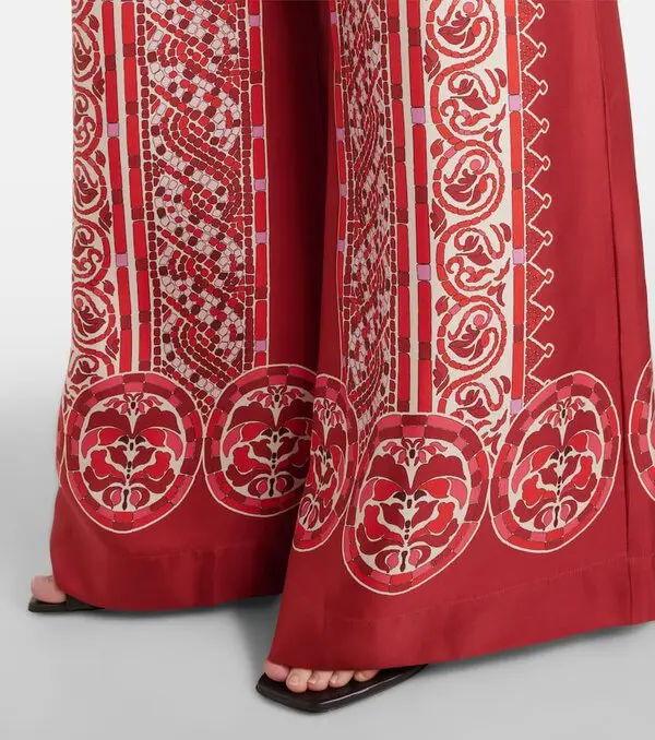 La DoubleJ Printed Silk Twill Palazzo Pants