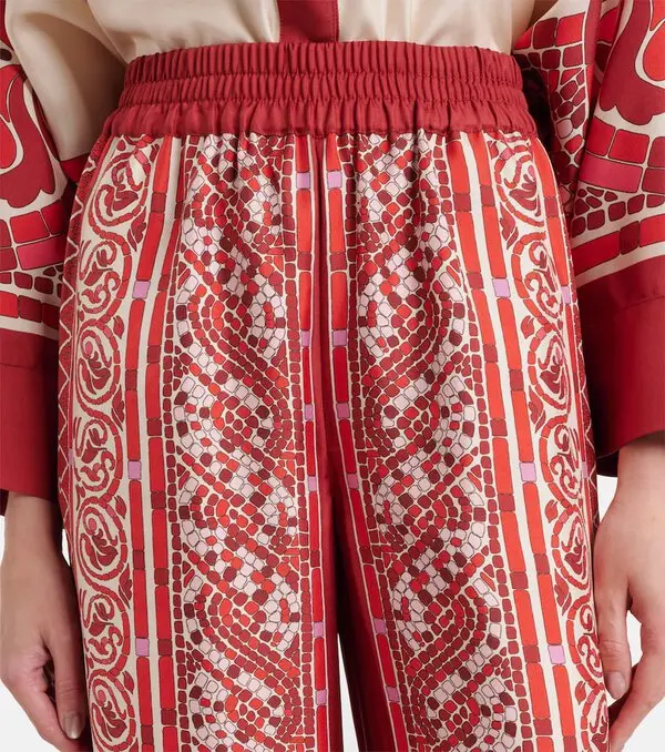 La DoubleJ Printed Silk Twill Palazzo Pants
