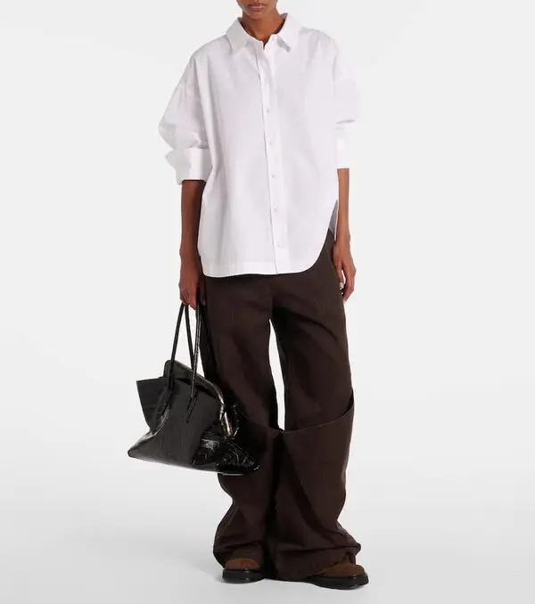 Attico La Passeggiata Medium Leather Tote - Black