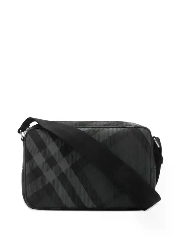 Burberry Checked Messenger Bag - Black