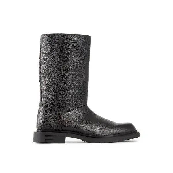 Fendi Leather Frame Boots - Black
