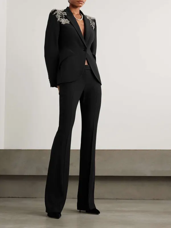 Alexander McQueen Embellished Crepe Blazer