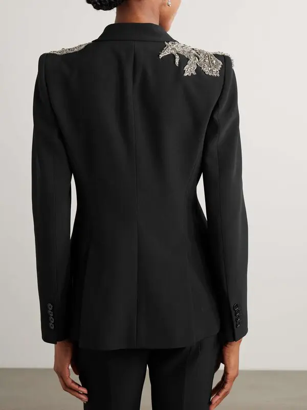 Alexander McQueen Embellished Crepe Blazer