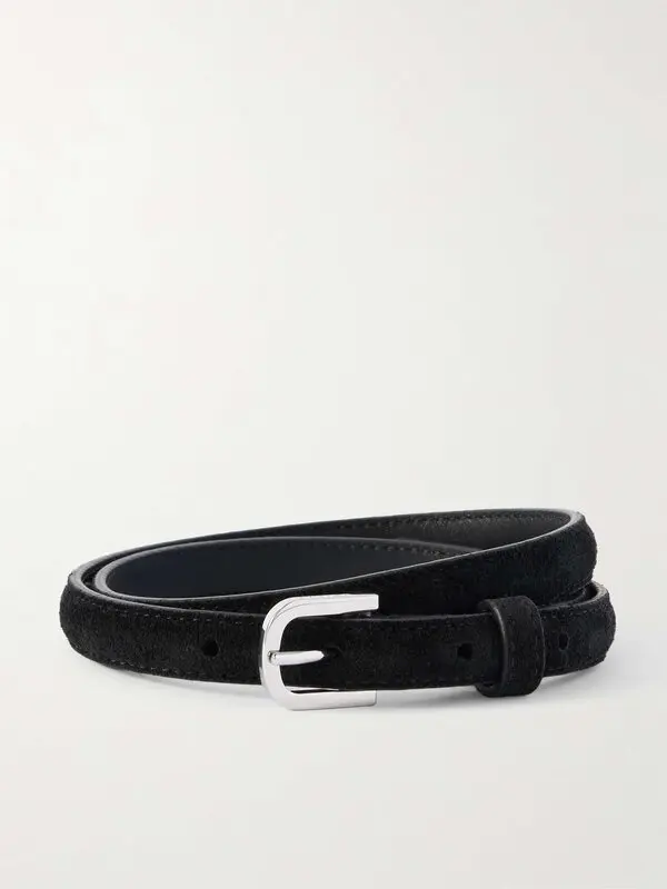 TOTEME Slim Suede Belt - Black