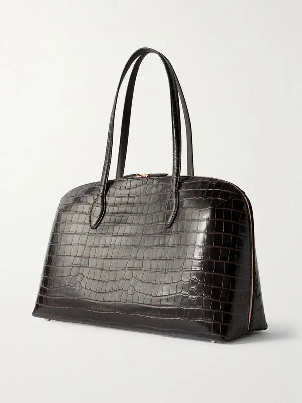 TOTEME Croc-effect Leather Tote - Brown
