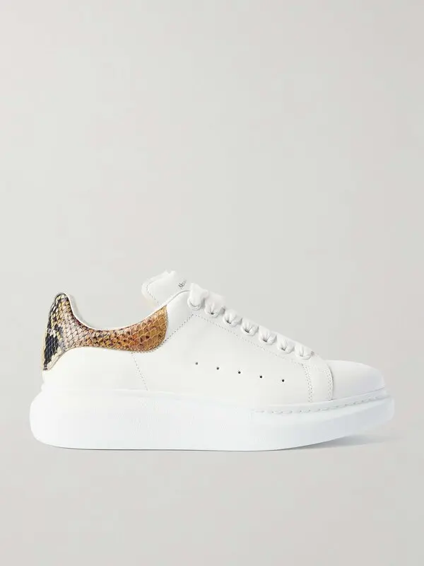 Alexander McQueen Leather Exaggerated-sole Sneakers - White