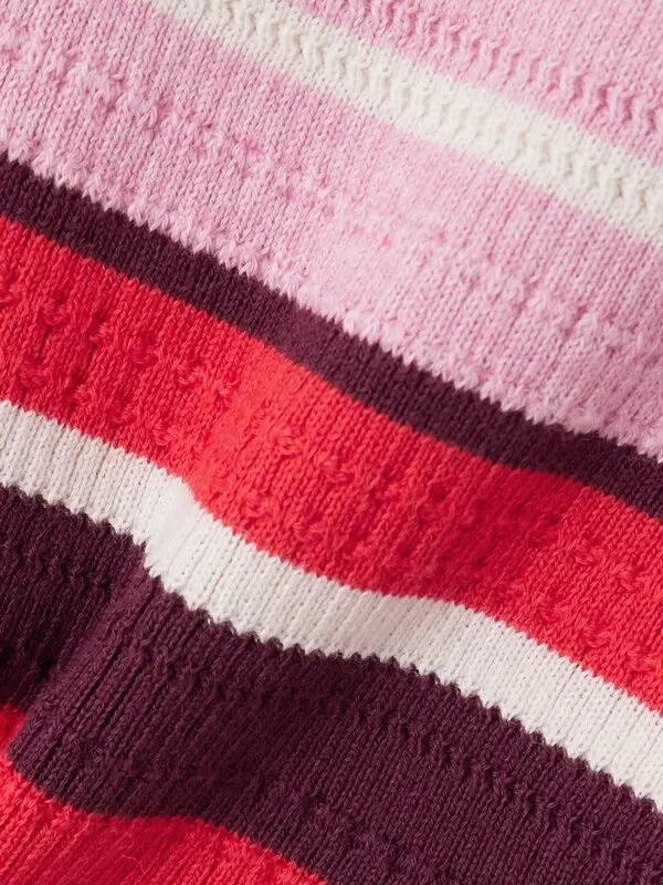 La DoubleJ Veneziana Striped Ribbed Cotton Shorts - Red