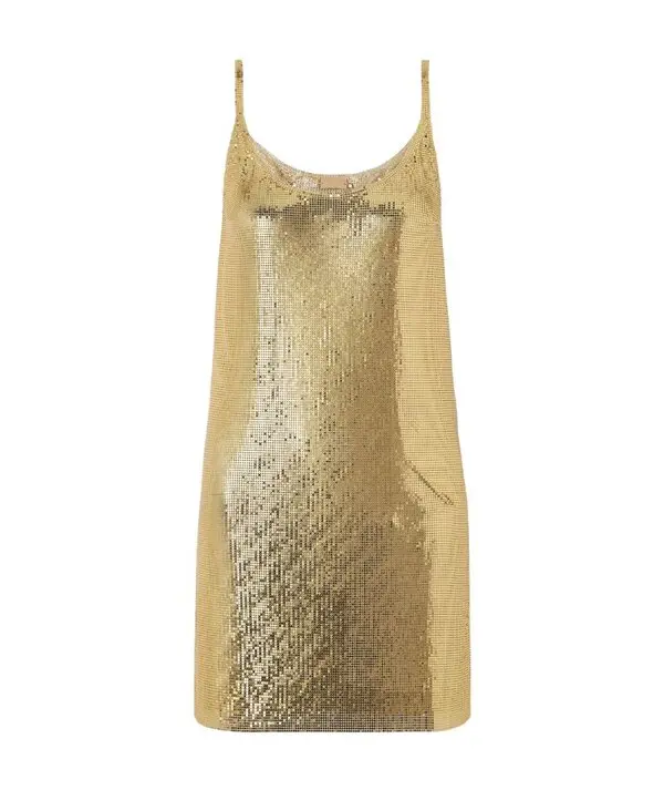 Rabanne Mesh Tank Mini Dress - Gold