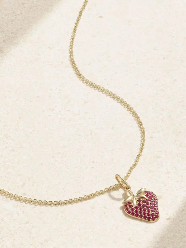 SYDNEY EVAN 14k Ruby Strawberry Pendant Necklace - Gold