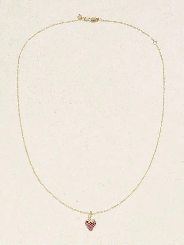 SYDNEY EVAN 14k Ruby Strawberry Pendant Necklace
