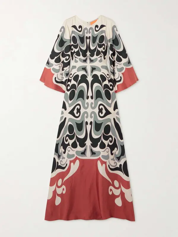 La DoubleJ Printed Silk-twill Maxi Dress