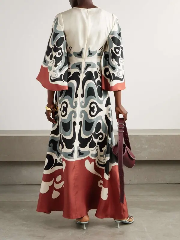 La DoubleJ Printed Silk-twill Maxi Dress