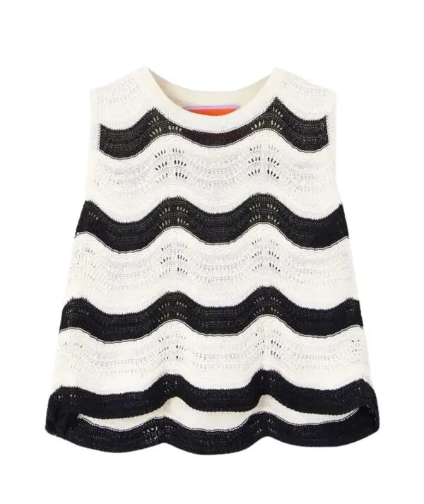 La DoubleJ Striped Pointelle-knit Cotton Top