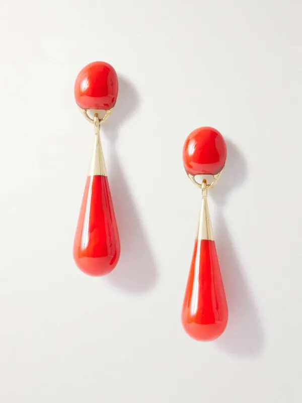 Dinosaur Designs Dew Drop Medium Earrings - Red