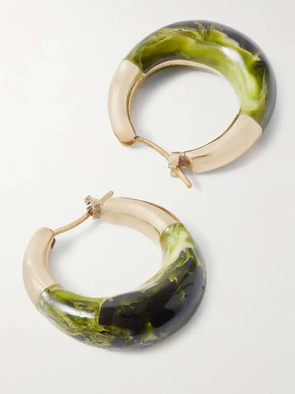 Dinosaur Designs Small Gold-tone And Resin Hoop Earrings