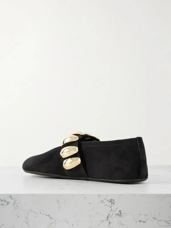 Alaïa Embellished Suede Ballet Flats