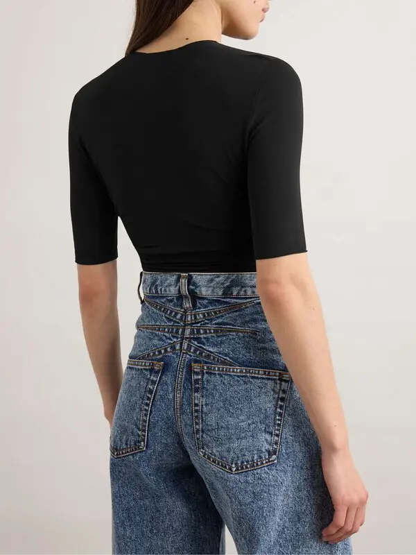 Alaïa Ruched Stretch-jersey T-shirt - Black