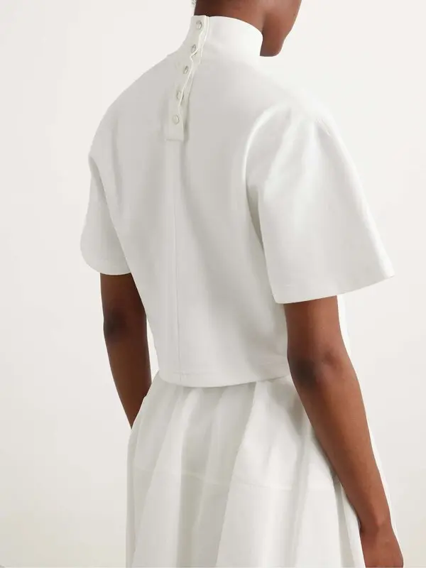 Alaïa Cropped Cotton-jersey Turtleneck T-shirt - White