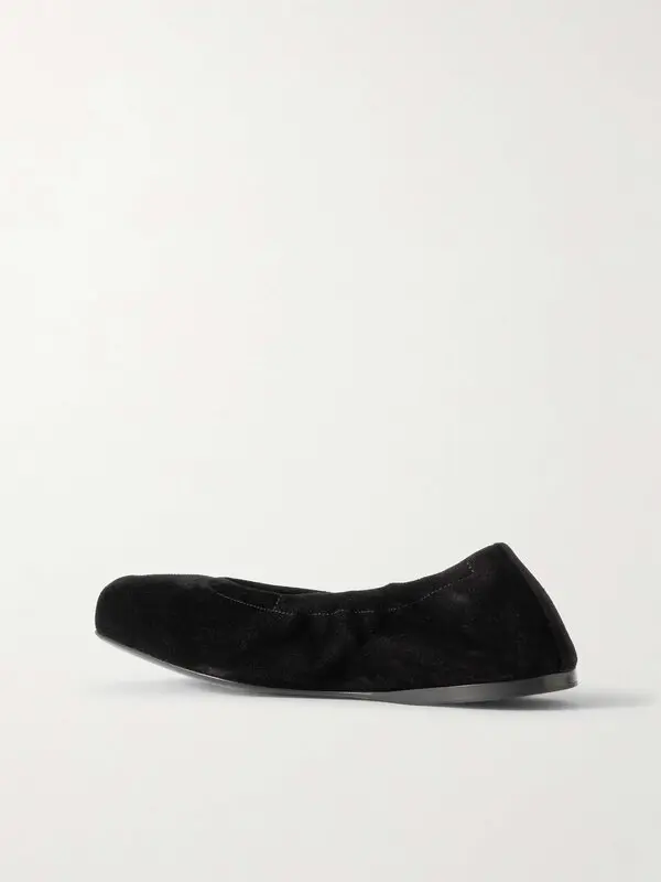 Alaïa Leather-trimmed Suede Ballet Flats - Black
