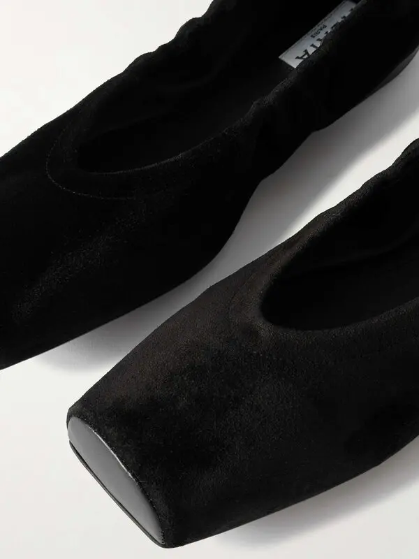 Alaïa Leather-trimmed Suede Ballet Flats - Black
