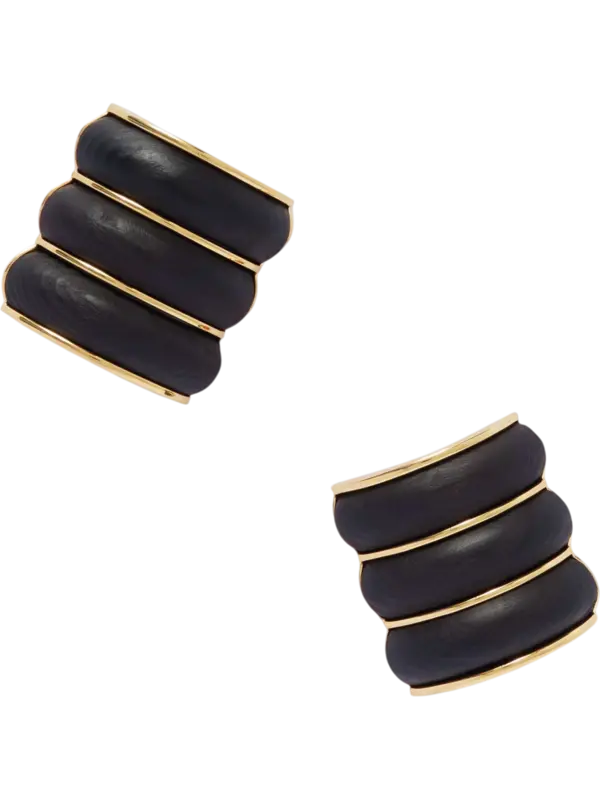 Alaïa Bumper Gold-tone Wood Clip Earrings - Brown