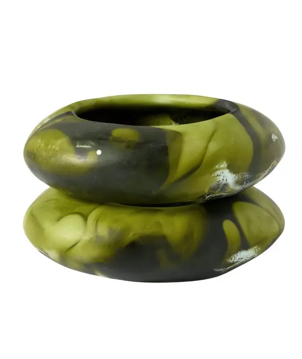Dinosaur Designs Rock Medium Set Of Two Resin Bangles - Green