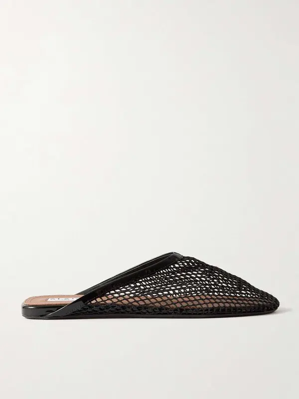 Alaïa Leather-trimmed Fishnet Mules - Black