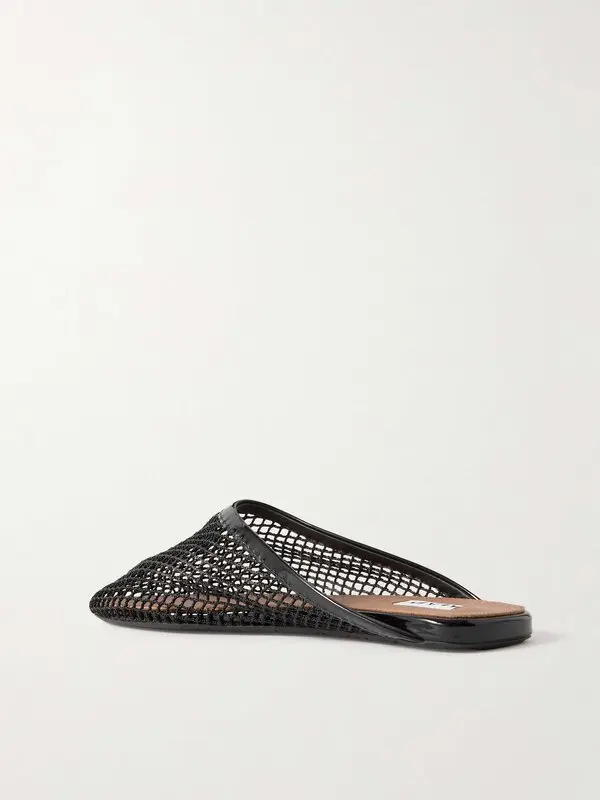 Alaïa Leather-trimmed Fishnet Mules - Black