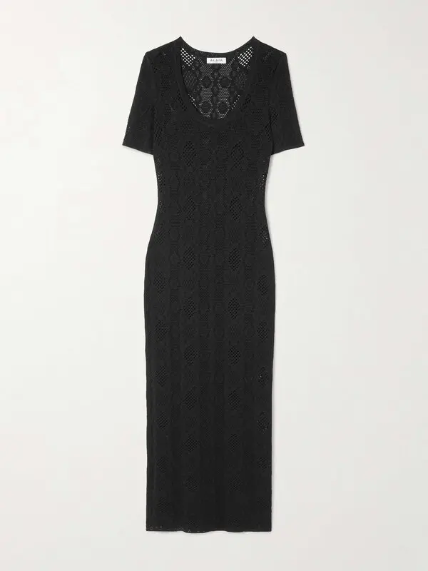 Alaïa Open-knit Midi Dress - Black