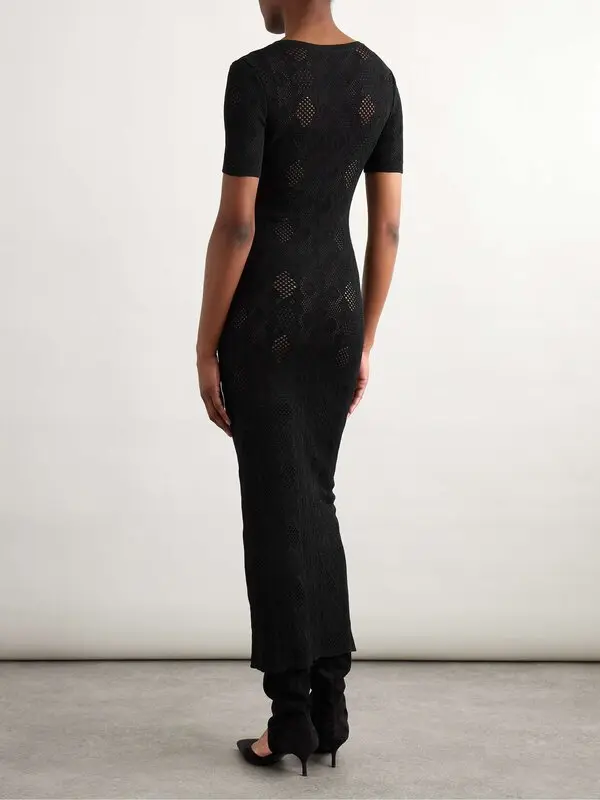 Alaïa Open-knit Midi Dress - Black