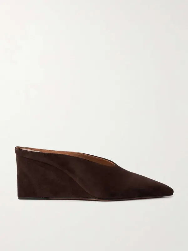 Alaïa - 75 Suede Point-Toe Wedge Mules