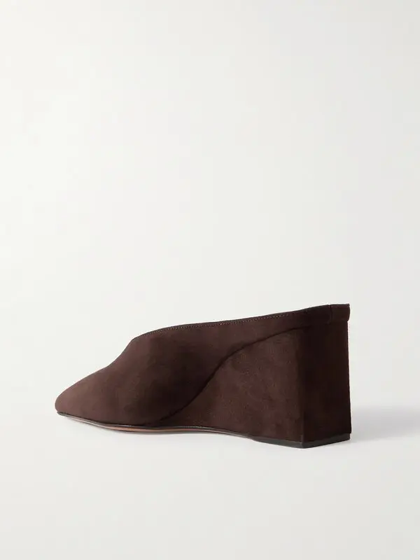 Alaïa 75 Suede Point-toe Wedge Mules - Brown