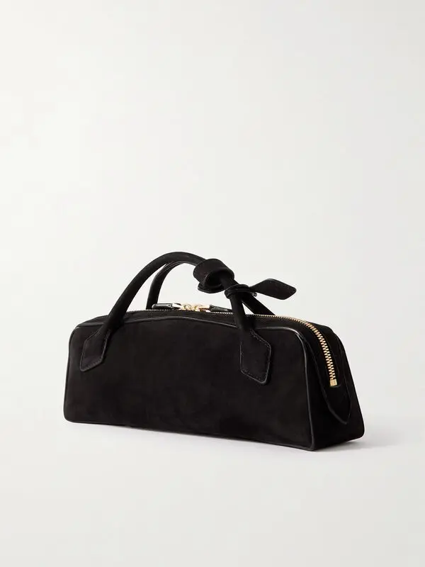 Alaïa Le Teckel Leather-trimmed Suede Clutch - Black