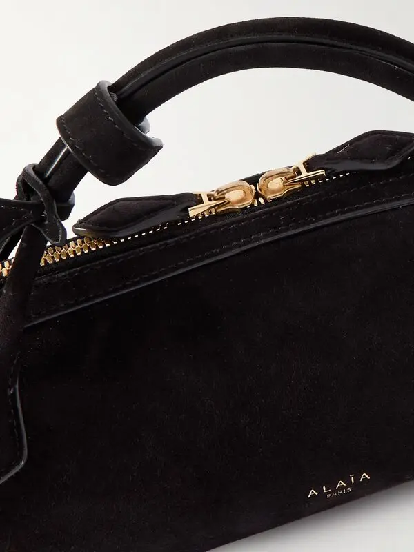 Alaïa Le Teckel Leather-trimmed Suede Clutch - Black