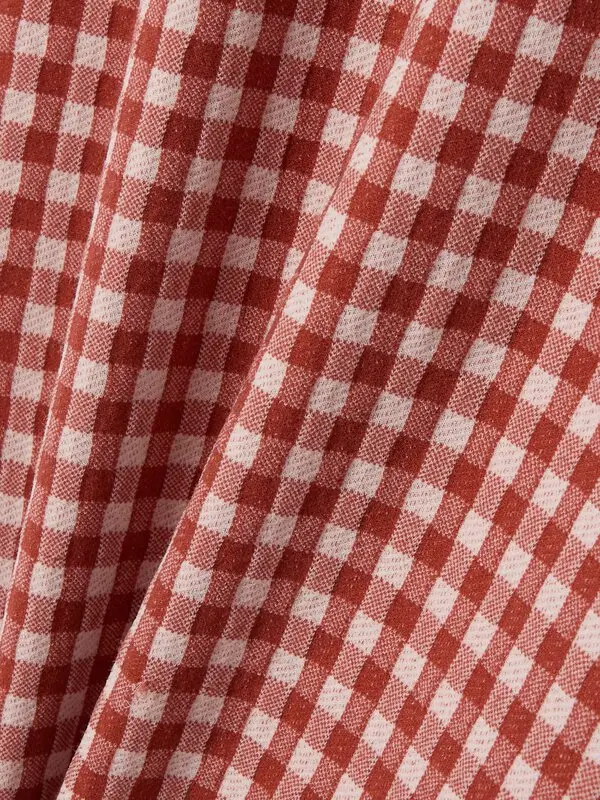 Alaïa Off-the-shoulder Checked Stretch-knit Midi Dress