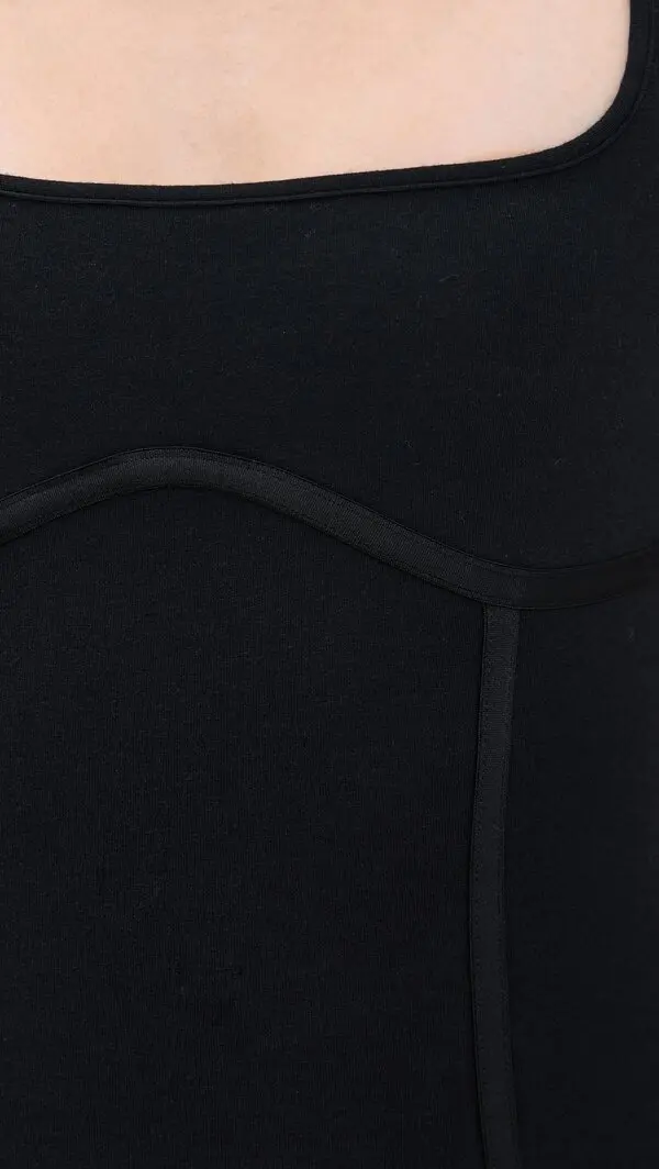 FLEUR DU MAL Cotton Scoop Neck Thong Bodysuit - Black